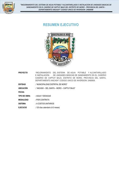 Mejoramiento Del Sistema De Agua Potable Y Alcantarillado Edgar Tocto