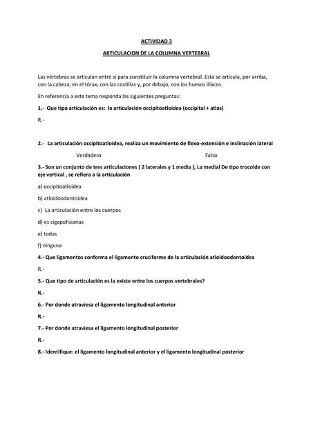 Articulación de la Columna Vertebral | Kevin Yoel Serrano Avila | uDocz