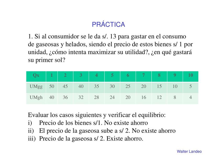 Caso Práctico Utilidad Total y Marginal | Lucia | uDocz