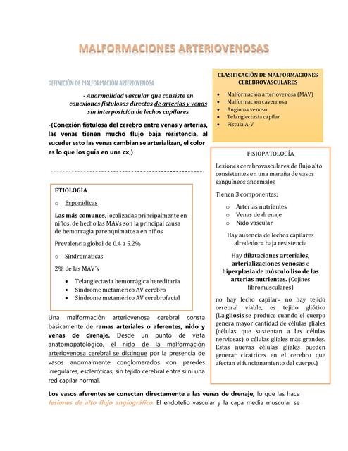 Malformaciones Arteriovenosas | Melissa Angulo | uDocz