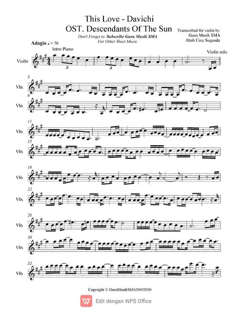 This Love - partitura de violín | Kingtan | uDocz