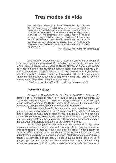 Tres modos de vida | agustina paez | uDocz