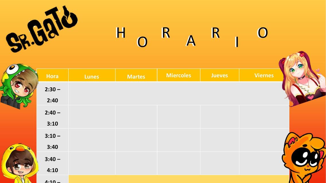 Horario Sr Gato | Angel Fernando Vargas Castillejo | uDocz