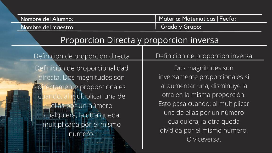 Proporción Directa y Proporción Inversa | Hunther | uDocz