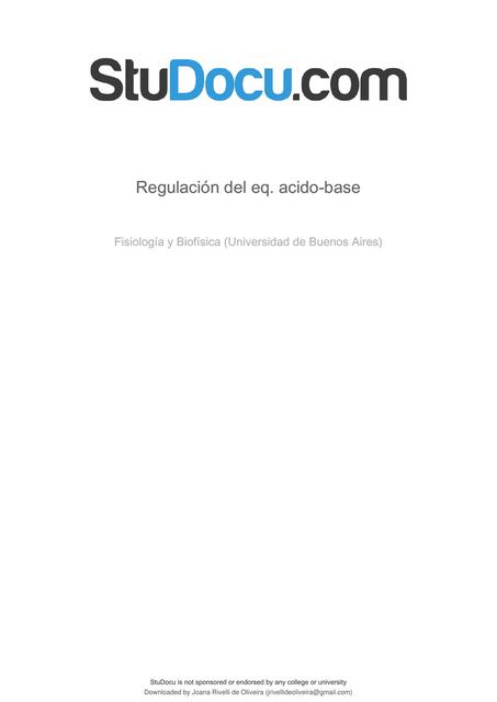 Regulación del Equilibrio Ácido- Base | joana | uDocz