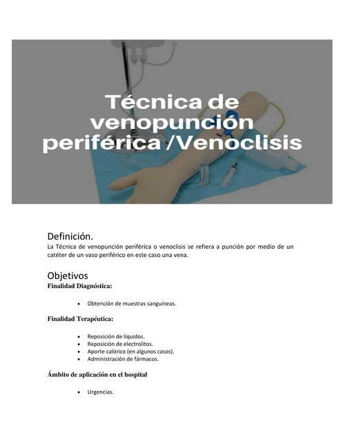 Resúmenes de Venopunción | Descarga apuntes de Venopunción