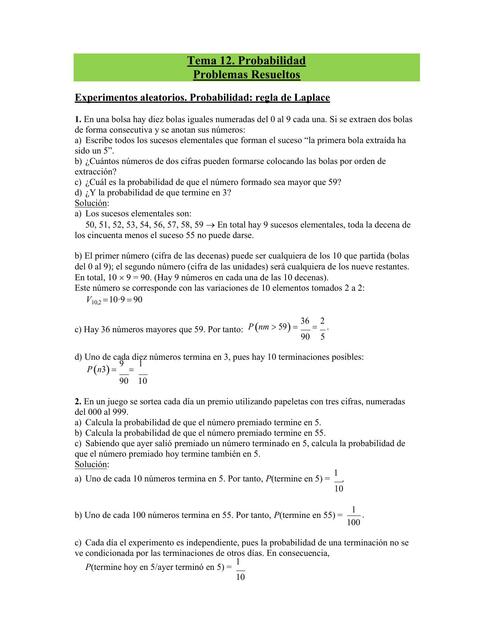 Probabilidad- problemas resueltos | Todo Cálculo | uDocz