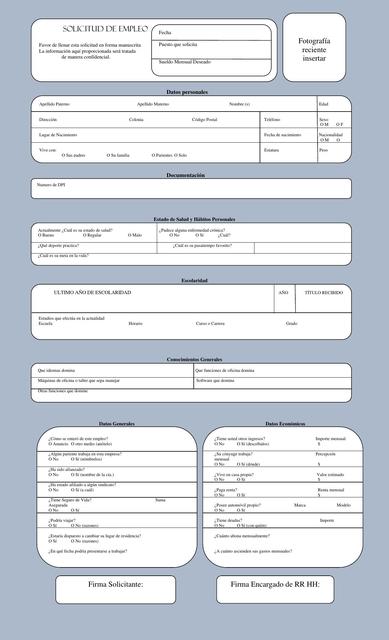 Formulario de Empleo | uDocz