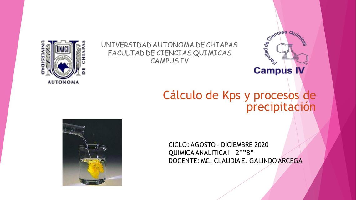 Cálculo de Kps y Procesos de Precipitación