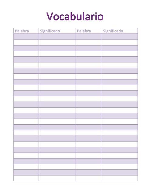 Plantilla para Vocabulario | GERALDINE ROSS ESPEJO CALLISAYA | uDocz
