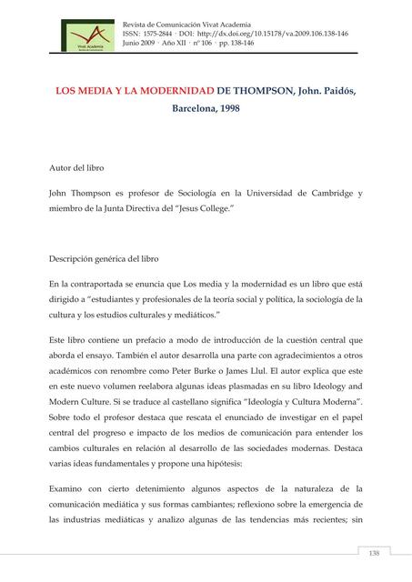 Los Media Y La Modernidad | alfredo manobanda | uDocz