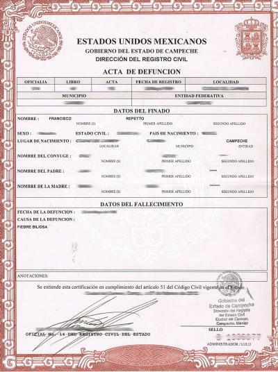 Ejemplo Acta de Defunción PDF | Derecho y leyes | uDocz