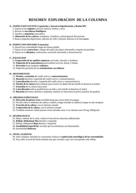 Exploración de la Columna | Lenys Peña | uDocz