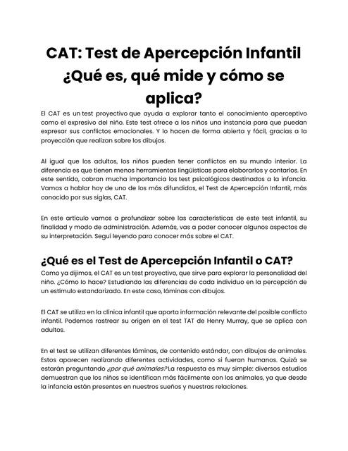 CAT: Test de Apercepción Infantil. ¿Qué es, Qué Mide y Cómo se Aplica ...