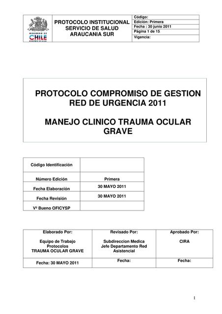 Protocolo Clínico de Trauma Ocular Grave | carolina | uDocz