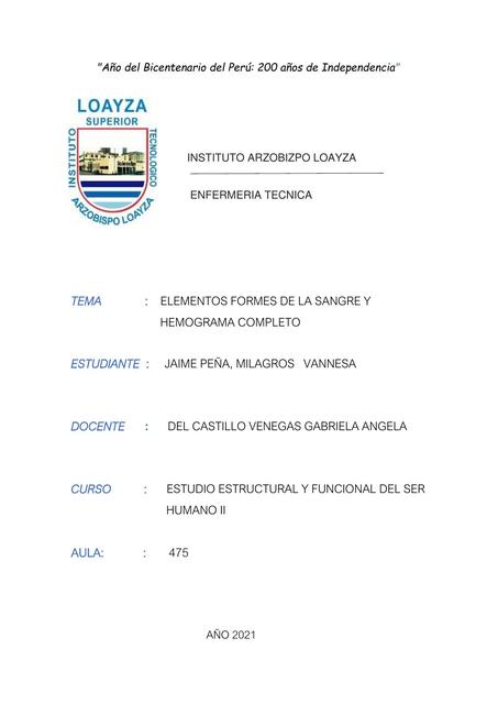 Elementos Formes de la Sangre y Hemograma Completo | Vanessa Jaime | uDocz