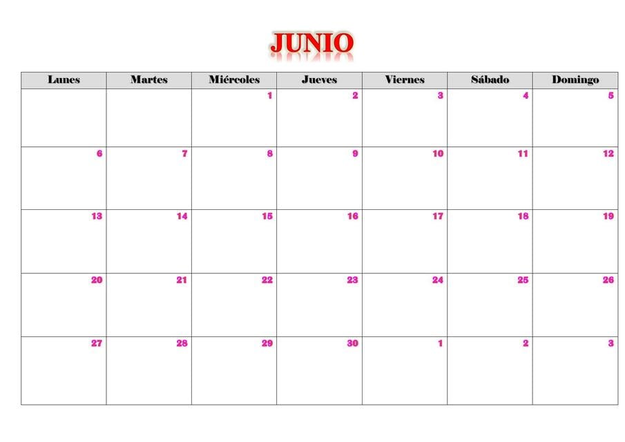 Calendario de Junio | elim mamani | uDocz