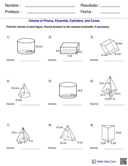Volume of Prisms, Pyramids, Cylinders, and Cones | Raul | uDocz