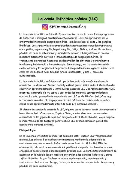 Leucemia linfocítica crónica | futuramedica encolores | uDocz Leucemia linfocítica crónica | futuramedica encolores | uDocz