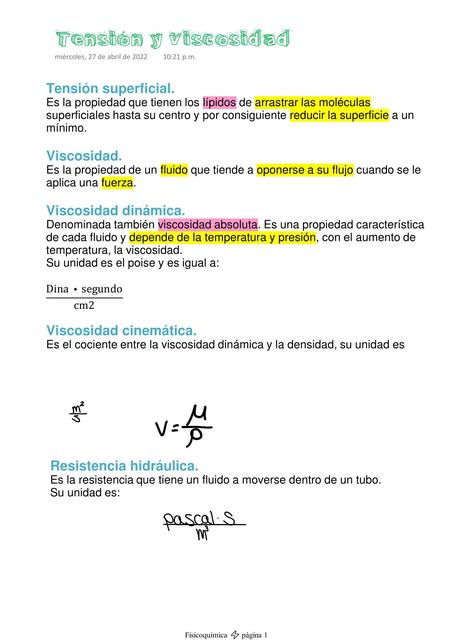Tensión y Viscosidad | Samantha Shernandez | uDocz