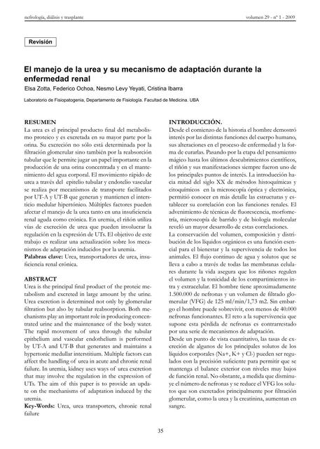 El Manejo de la Urea y su Mecanismo de Adaptación Durante la Enfermedad ...