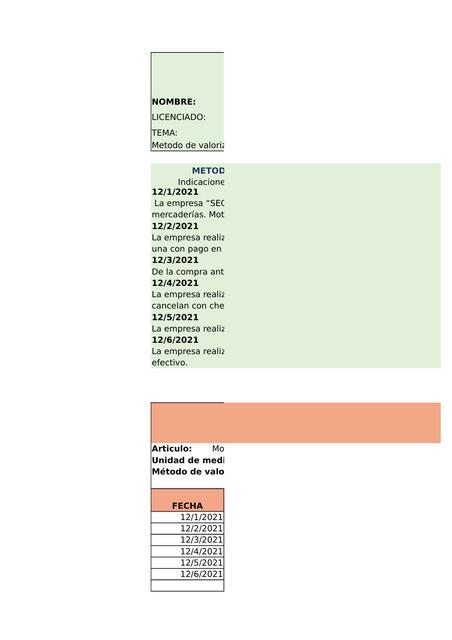 Los Tres Métodos de Valorización LIFO, FIFO, PROMEDIO PONDERADO | Dayana | uDocz