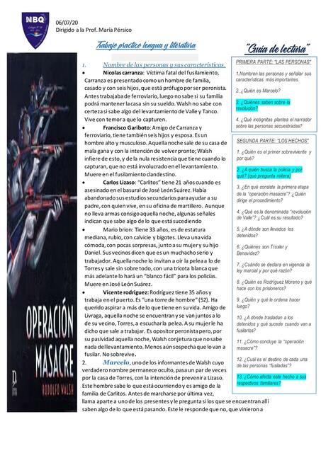 Operacion Masacre por Rodolfo Walsh | Valentina Rodriguez | uDocz