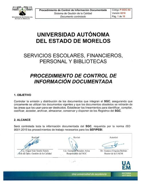 Procedimiento de control de información documentada P SGC 02 | Enrique ...