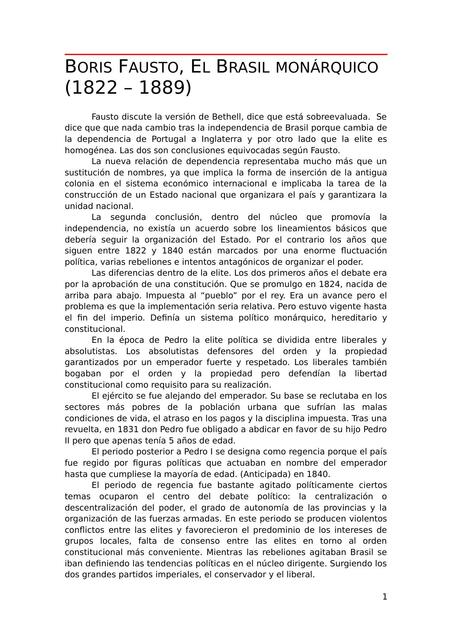 Boris Fausto, El Brasil Monárquico | Noelia Bustos | uDocz