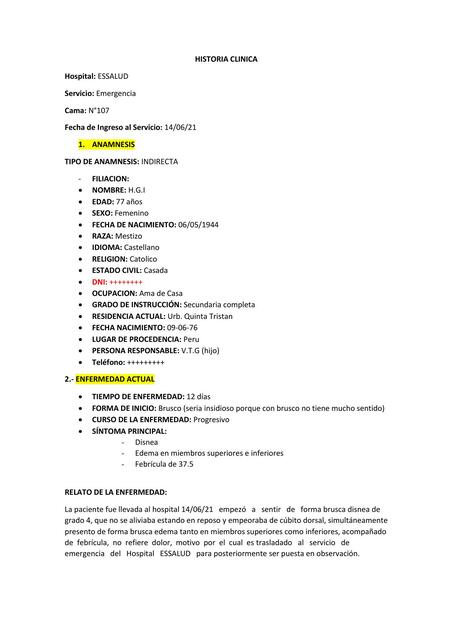 Disnea Insuficiencia cardiaca crónica | Alejandro | uDocz