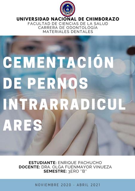 Cementación de pernos intrarradiculares | Estudia Odonto | uDocz