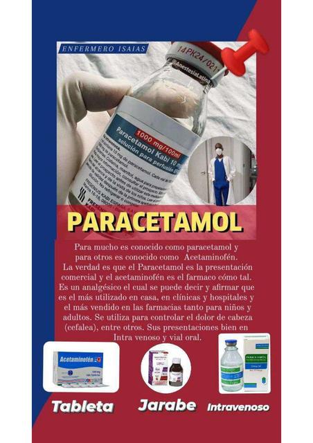 Flashcard sobre el Paracetamol | Enfermero Isaias Rivas | uDocz
