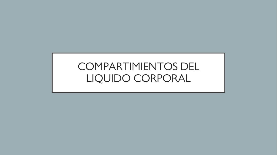 Compartimentos Del Líquido Corporal Dra Batista Udocz