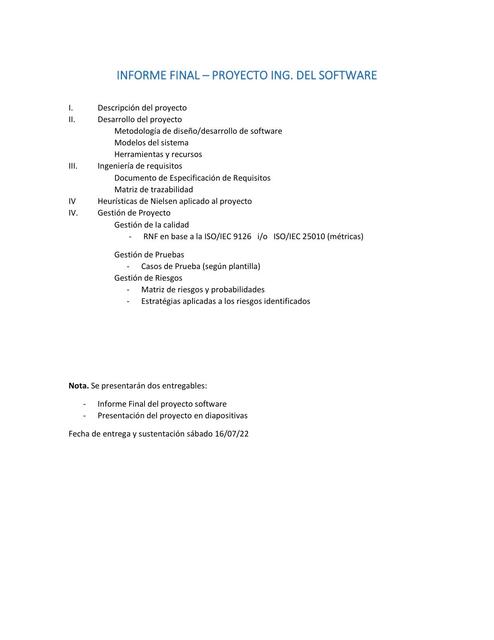 Informe Final- Proyecto Ing. del Software | Wiliko Rs | uDocz