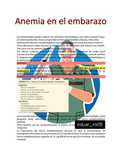 Anemia en el Embarazo | Lasaludseprotege | uDocz