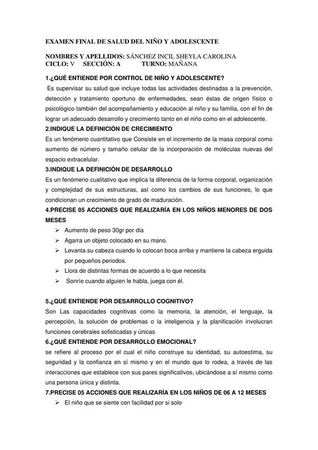 Examen Final de Salud del Niño y Adolescente