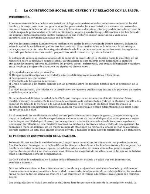 La construcción social del genero y su relación con la salud