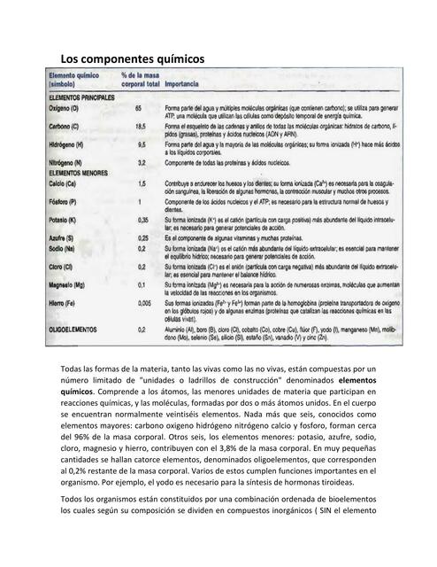 Los componentes químicos | Graciela cali | uDocz