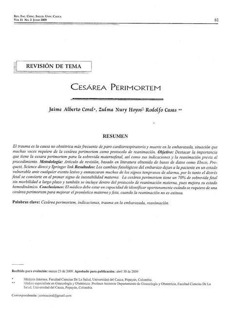 Cesarea Perimortem | DocsMedicina | uDocz