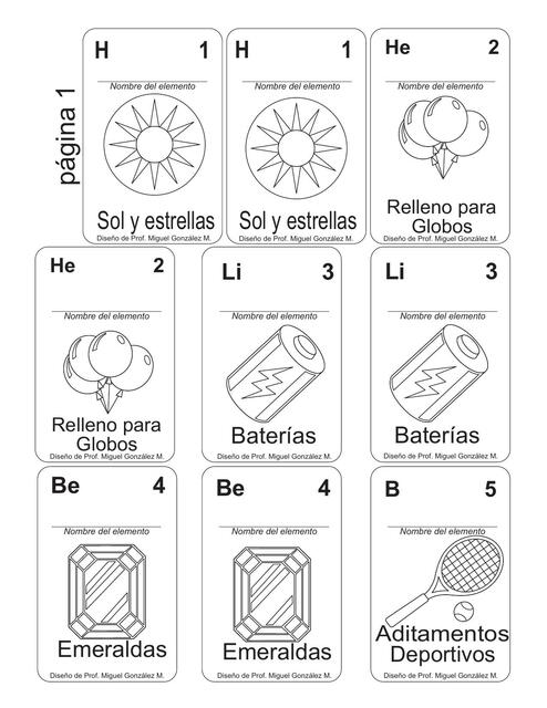 JUEGO MEMORIA ELEMENTOS QUÍMICOS | Miguel González Mendoza | uDocz