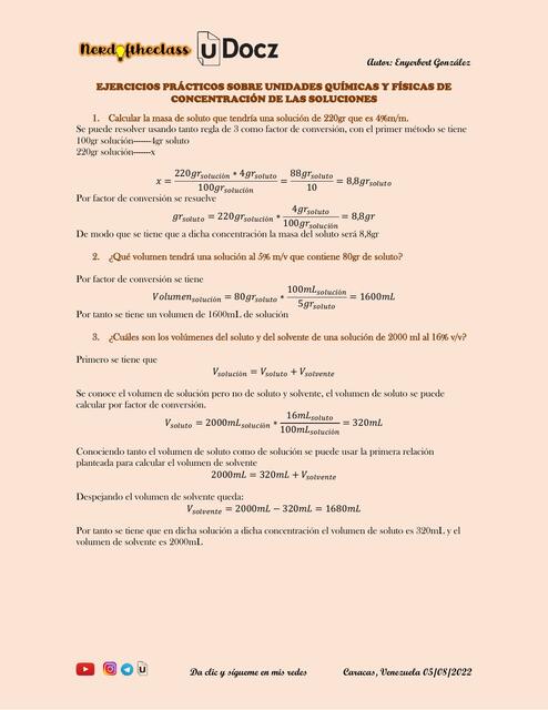 Unidades de concentración ejercicios resueltos