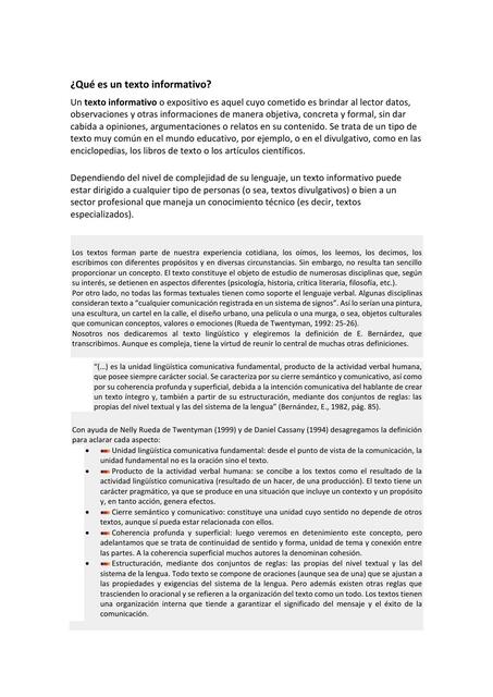 Resúmenes de Texto informativo | Descarga apuntes de Texto informativo