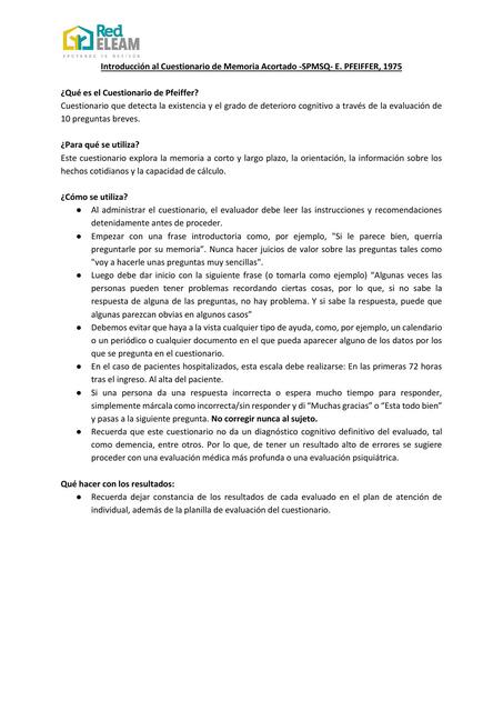 Cuestionario de Pfeiffer | Kissy Espinoza | uDocz