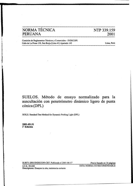 ntp suelos metodo de ensayo normalizado para la auscultacion con ...