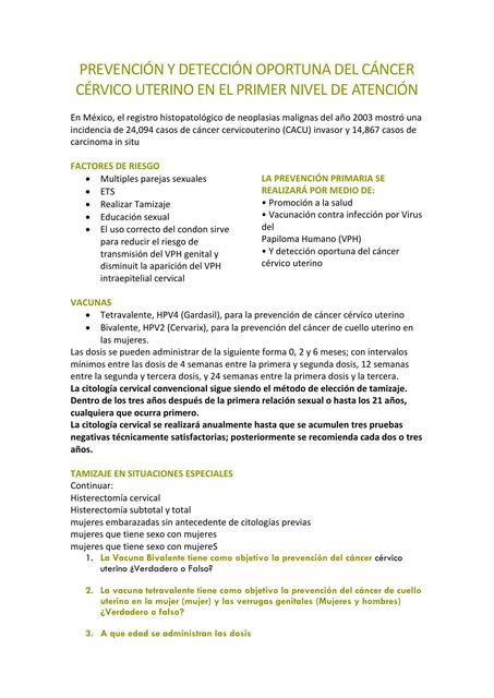 Cáncer de Cuello Uterino | Concepcion Olivera Garcia | uDocz