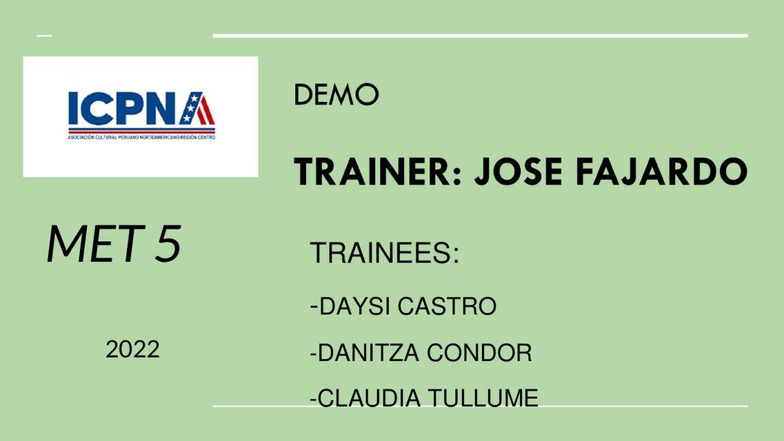 Demo class Met 5 | Danitza Condor | uDocz