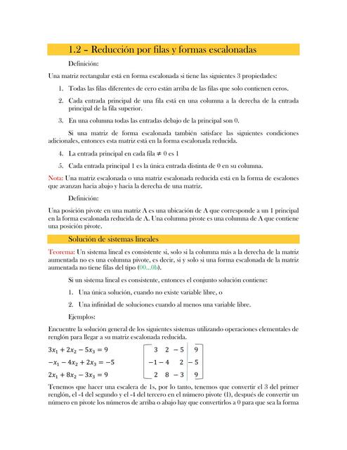 1.2 - Reducción por filas y forma escalonada - Álgebra lineal | Adolfo ...