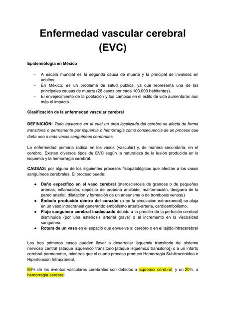 Enfermedad vascular cerebral (EVC)