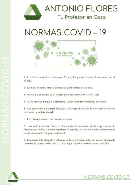 Normas Covid 19 | CLASES ONLINE | uDocz