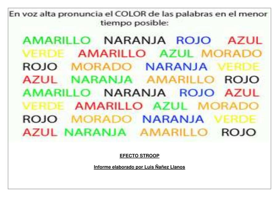 Informe del Efecto Stroop - Los evaluados tienen 12, 15 y 53 años | Luis Ñañez | uDocz